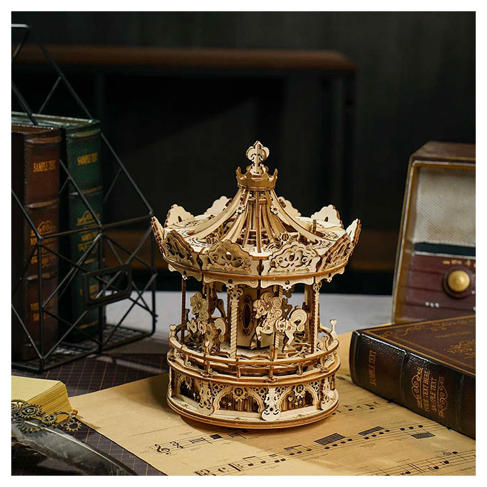 3D Wooden Puzzle Romantic Carousel Music Box - Tradeopia Corp.