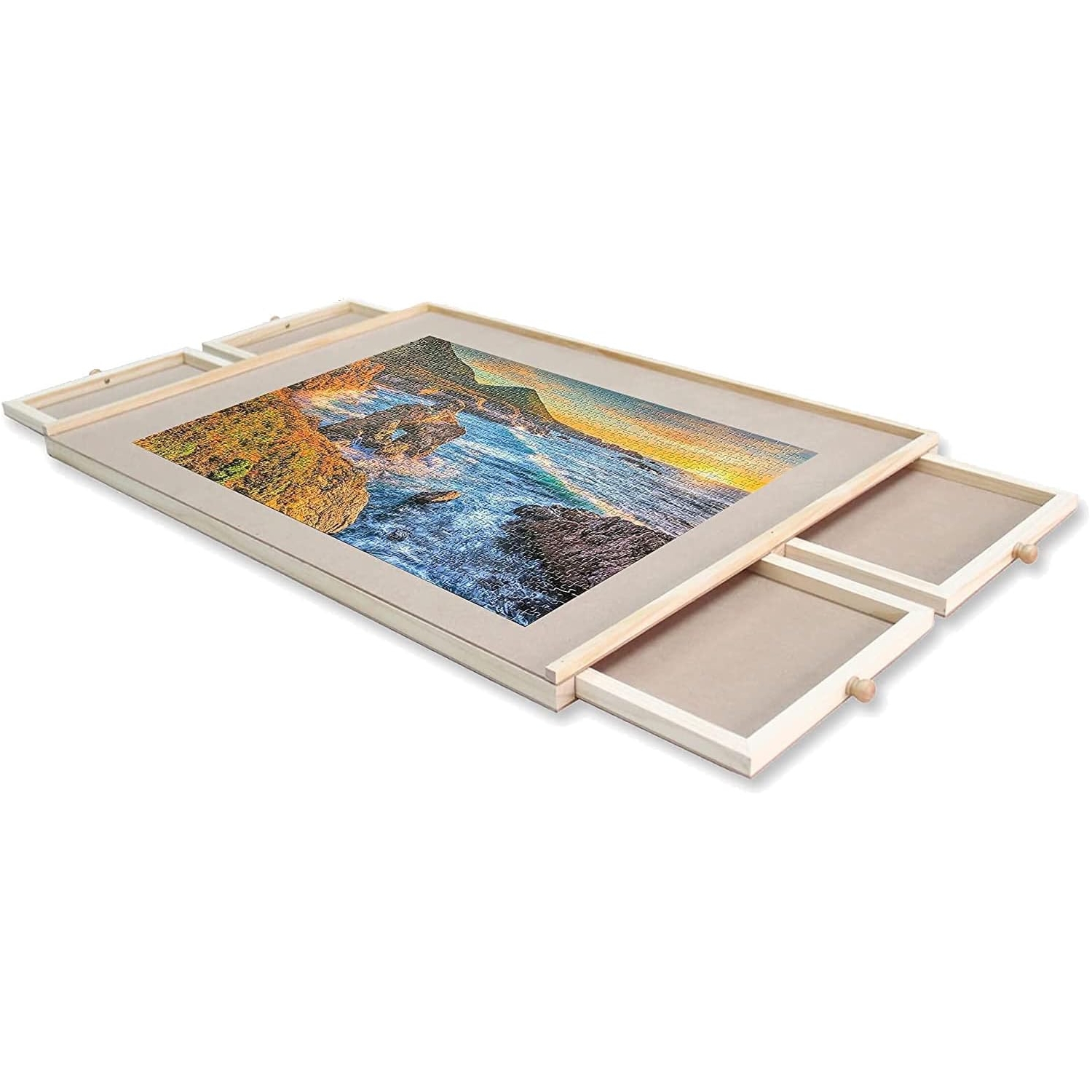 Deluxe Wooden Puzzle Board Table with 4 Drawers, Organize & Storage for ...