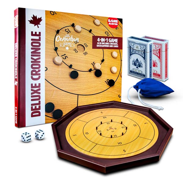 Deluxe Crokinole 4-in-1 Game Set – Versatile Board Games for Family Fun ...