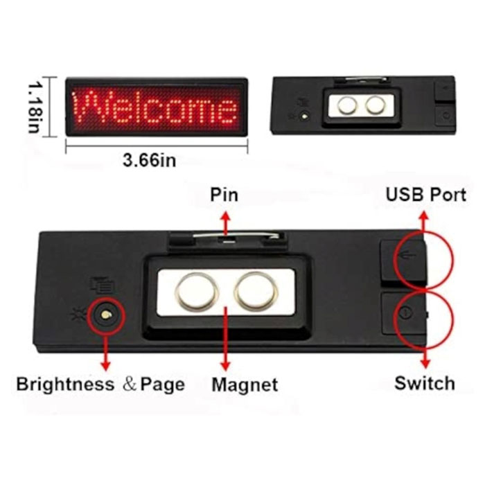 Programmable LED Name Badge – Scrolling LED Message – Tradeopia Corp.